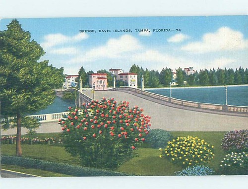Unused Linen DAVIS ISLANDS BRIDGE Tampa Florida FL H8024 | eBay