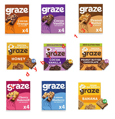 Graze Oat Boosts Protein Bites Bars Banana Cherry Cocoa Lemon Peanut ...