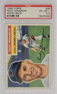 1956 Topps #36 Rudy Minarcin Card, White Back - PSA 4.5 VG-EX ...