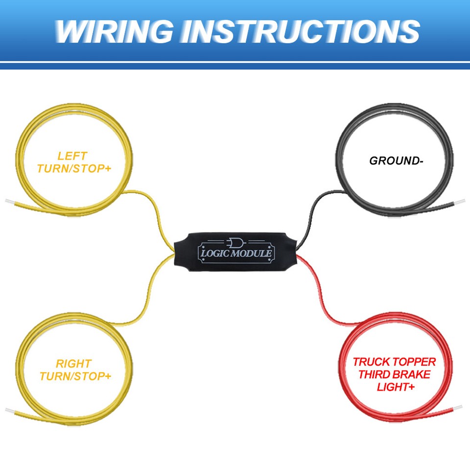 Pickup Cap Third Brake Light Logic Module Harness - Separate Brake&Turn ...