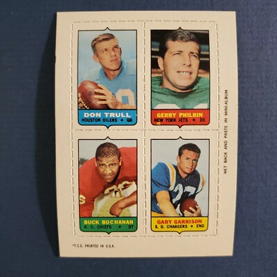 VINTAGE - 1969 TOPPS FOOTBALL MINI CARD ALBUM- 4 STICKERS ...
