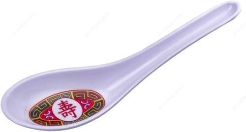 Asian Chinese Melamine Soup Spoon - Red Longevity Lucky Pattern Pack of ...
