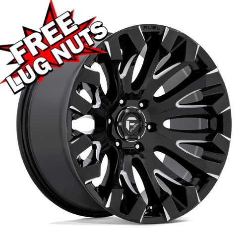 20 inch 20x9 Fuel D828 QUAKE GLOSS BLACK MILLED wheel rim 6x5.5 6x139.7 ...
