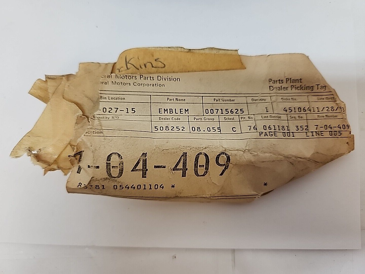 OEM GM Grille Emblem 715625 1983-84 Chevrolet 60 Series B60 School Bus ...