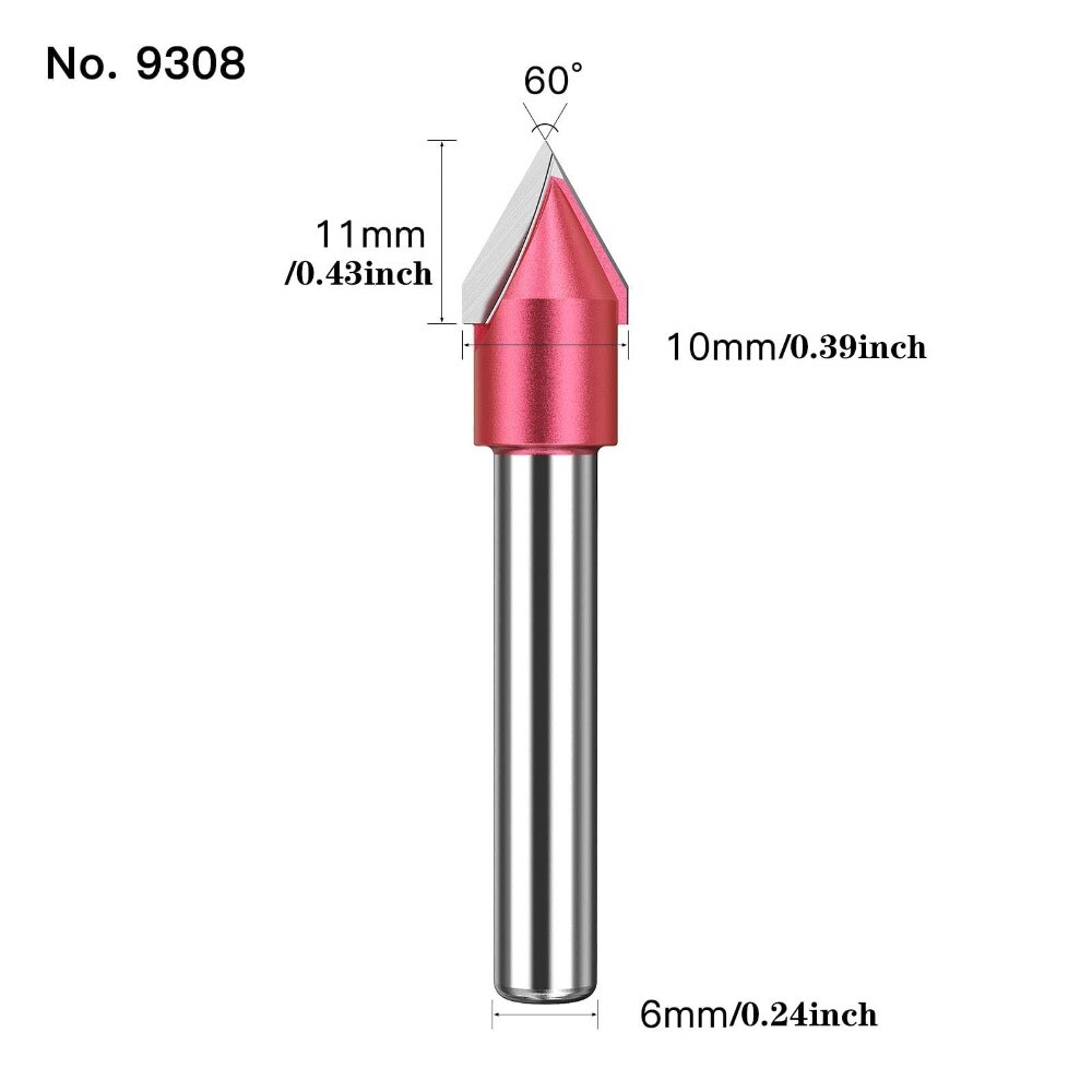 V Groove Bit 6MM Router Bits Cutting Dia CNC V Bit Woodworking Door ...