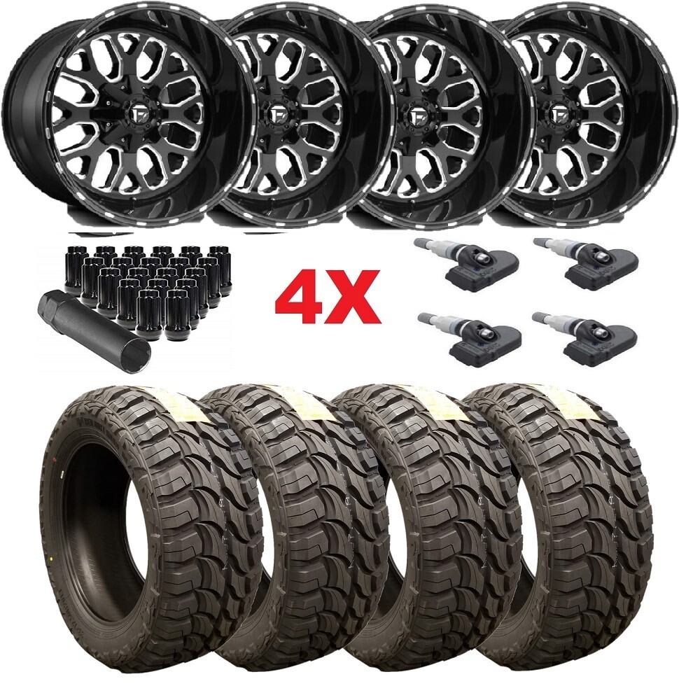 FUEL TITAN GLOSS BLACK MILLED WHEELS RIMS 33 12.50 18 TIRES | eBay