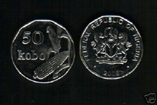 Nigeria 50 KOBO KM-13 2006 x 1 Coat of Arm UNC Nigerian CORN World ...