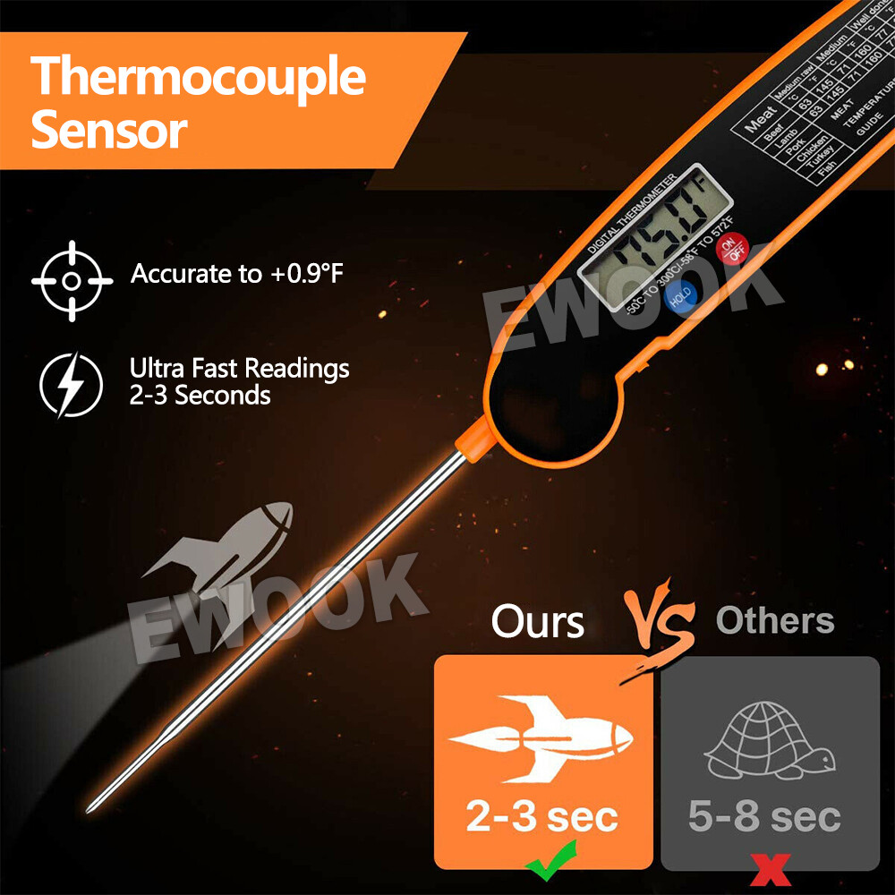 Foldable Digital Cooking Food Thermometer Probe Temperature Kitchen ...