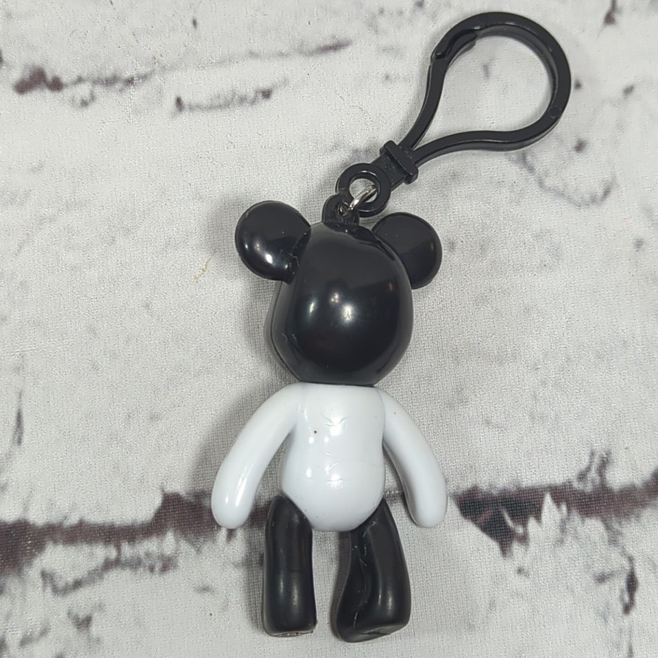 White Eyes Popobe Bear Keychain 3 Inch Black Bear White Shirt Plastics ...