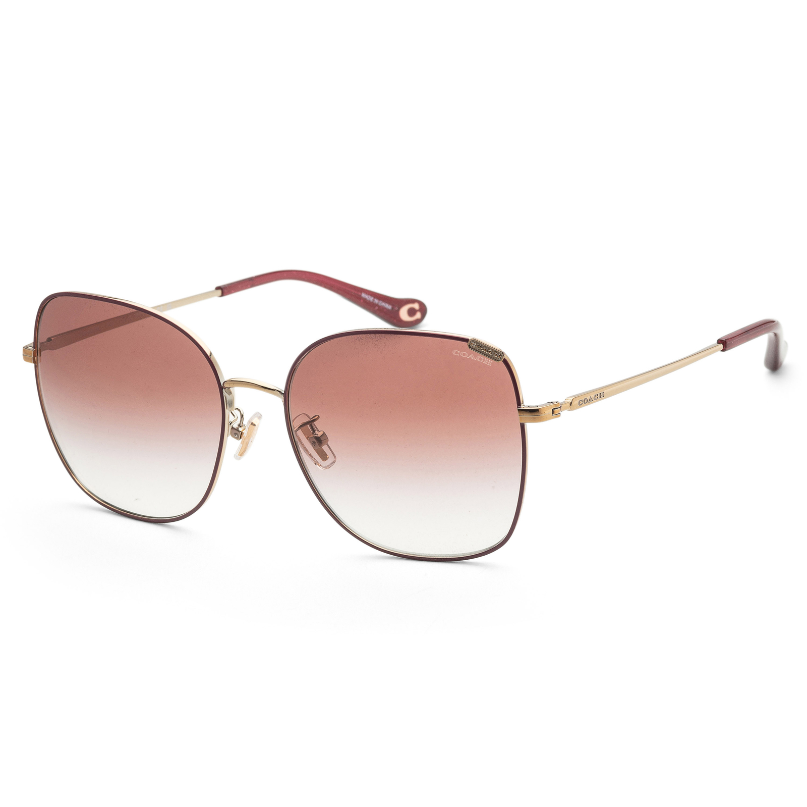 Coach Women's 57mm Shiny Rose Gold and Burgundy Sunglasses HC7133 ...
