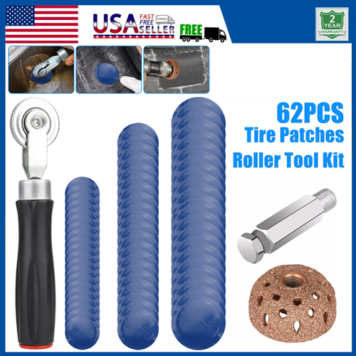 62Pcs For Car Truck Motorcycle Plug Patch Tire Repair Patches Kit Flat ...