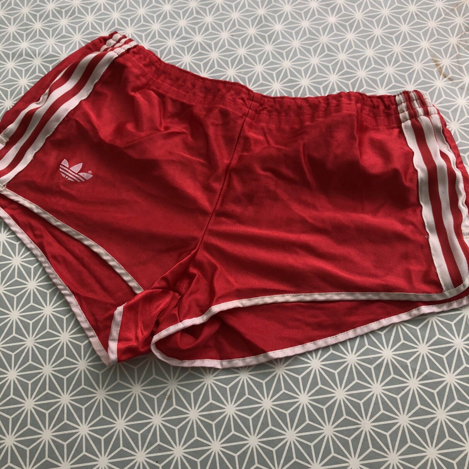 Vintage Satin Adidas Sprinter Shorts 31 W S Red Shiny Wet Look Nylon Ebay