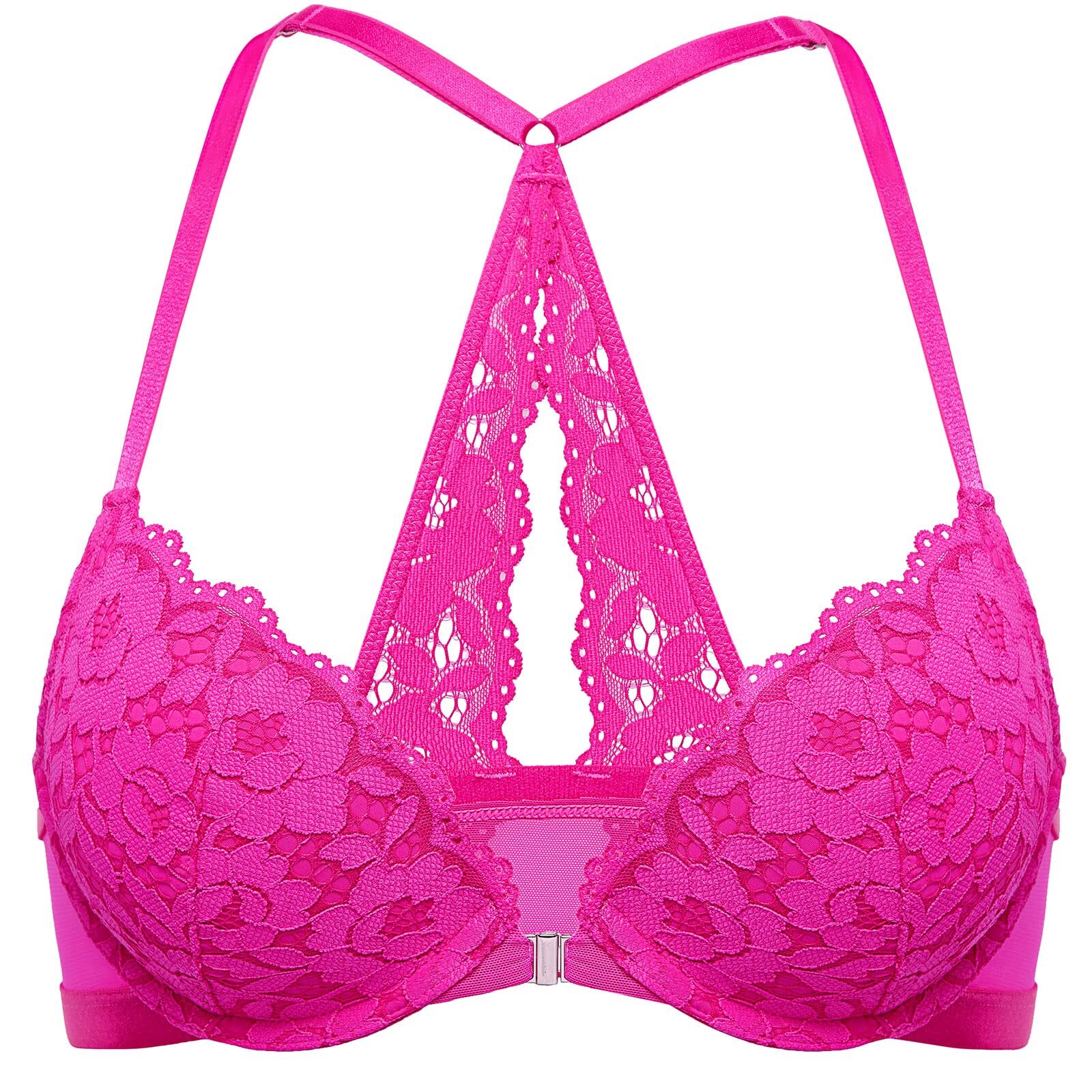 Dobreva Women'S Push Up Bra Racerback Front Closure Bras Lace Padded ...