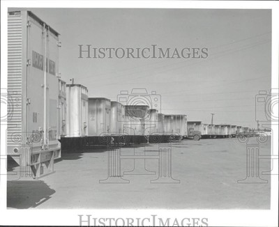 1967 Press Photo Hall Motor Freight Truck Trailers at Parking Lot ...