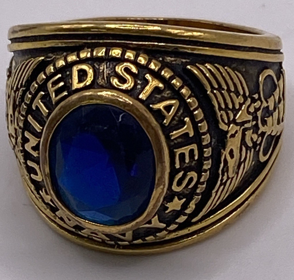United States Navy Military Ring Blue Gem Sz12 15.5g - Gem