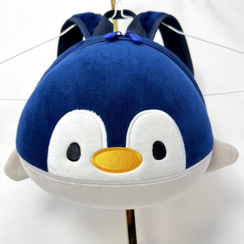 Child Blue & Gray Plush Cartoon Penguin Backpack Two Zipper Kid | eBay