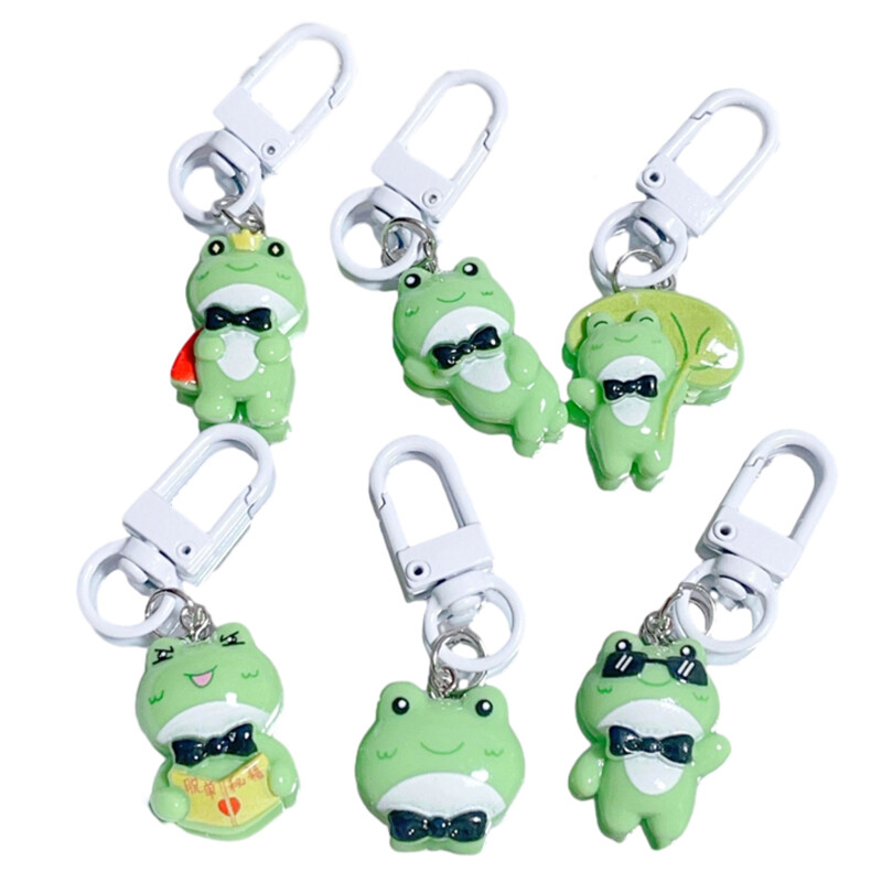 Cartoon Lonely Frog Key Chain Animal Doll Pendant Key Ring Charms Car ...