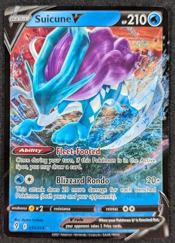 Suicune V 2021 Skies Full Art Ultra Rare Holo Pokemon Card 031/203 (NM ...