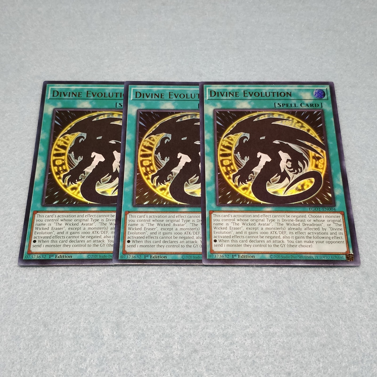Yugioh Divine Evolution EGO1 1st Edition Ultra Rare 3 Card Playset NM ...