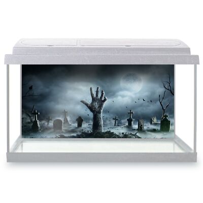 Fish Tank Background 90x45cm - Zombie Hand Graveyard Spooky Night ...