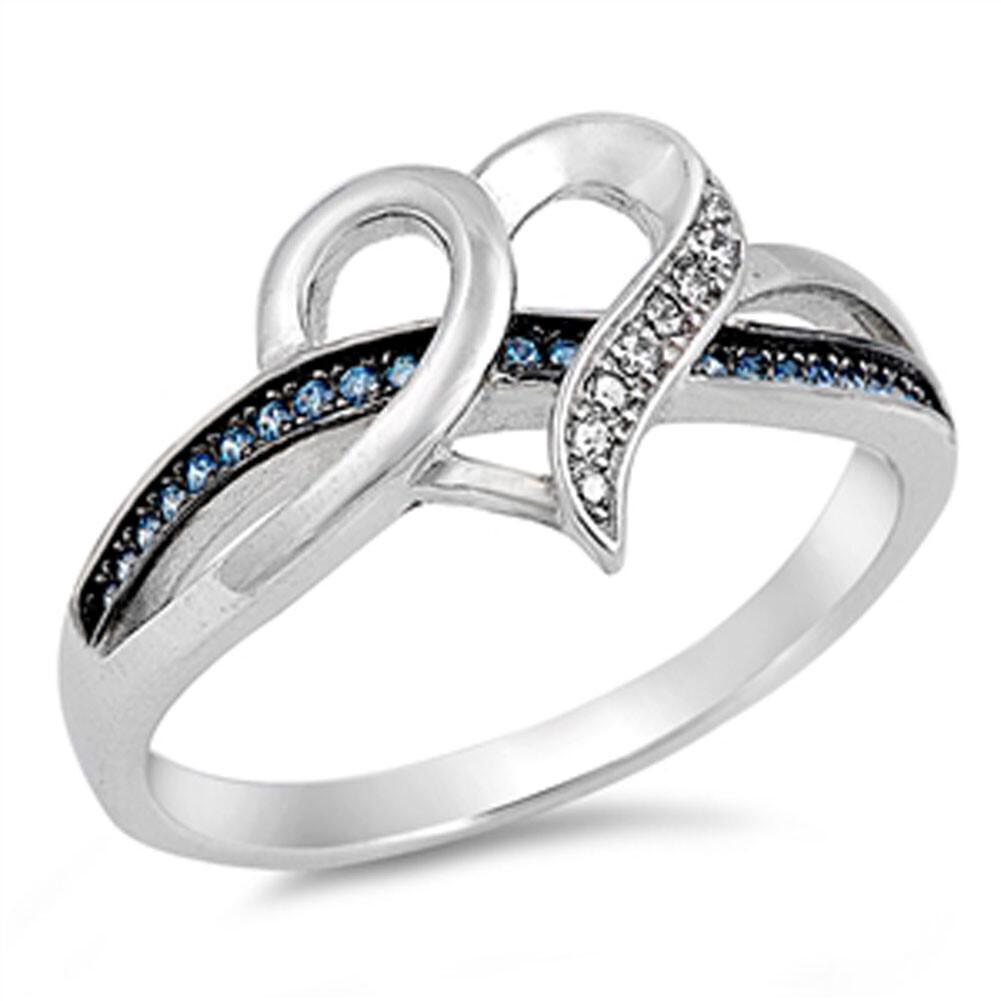 Heart Blue CZ Promise Ring New .925 Sterling Silver Band Sizes 5-10 | eBay