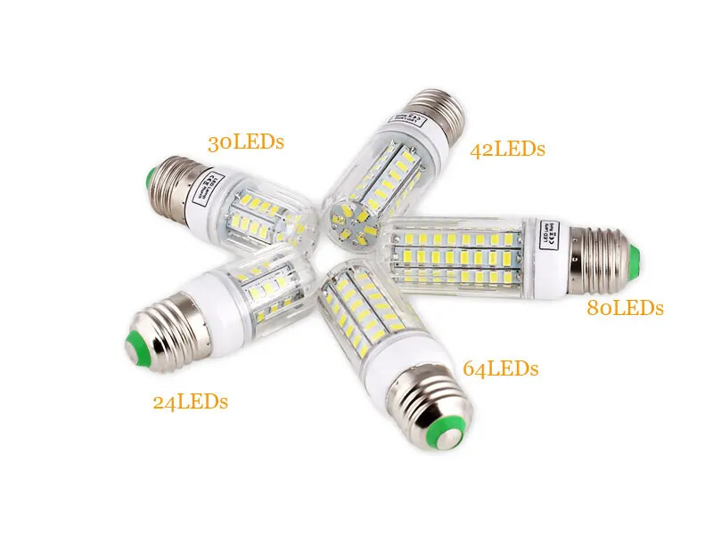E27 E14 LED Lamp 5730 SMD Corn Lamp Bulbs 220V 24 30 64 80LEDs 7W 12W ...
