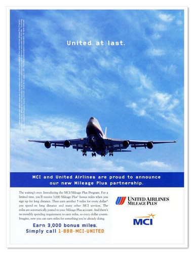United Airlines MCI Mileage Plus Vintage 1997 Full-Page Magazine ...