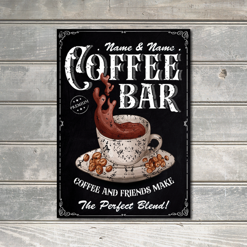Personalised Coffee Bar Aluminum Wall Art Classic Sign Decor Metal ...