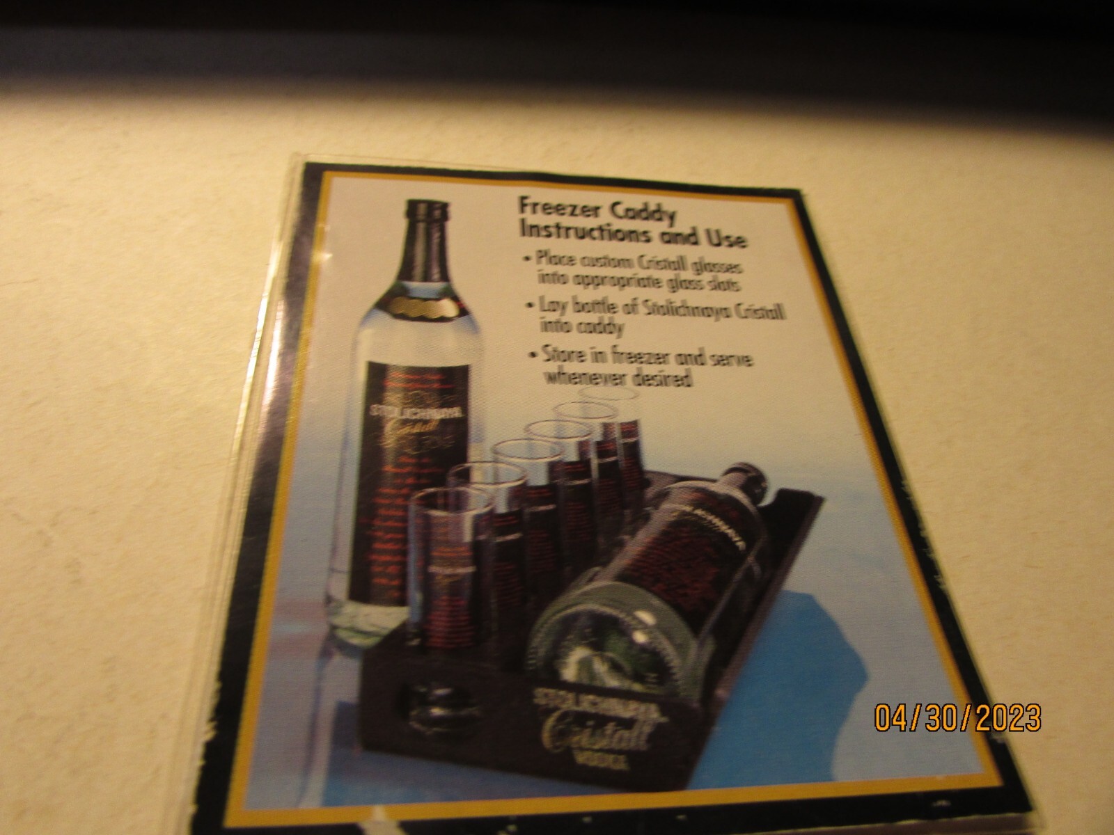Stolichnaya Cristall Vodka Liquor Advertising Display- Freezer Caddy ...
