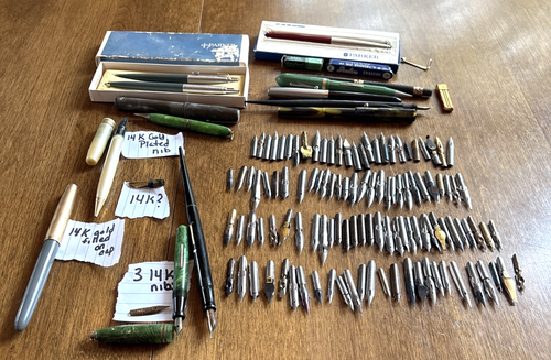 Lot of Assorted Fountain Pens & Tips - Various Brands ~14k Nibs~ PARTS ...