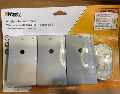 WOODS Wireless Remote Control (3-Pack) Model 13569 - Indoor Electric ...
