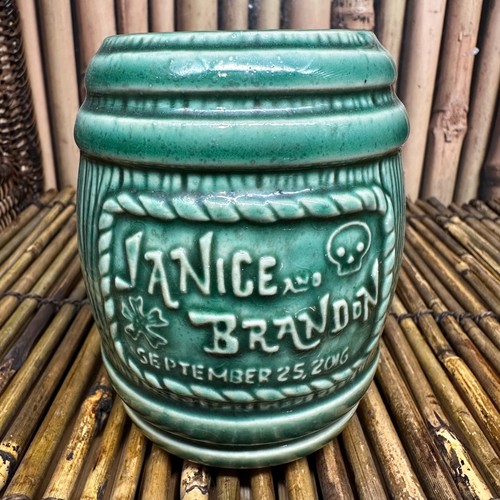 Tiki Farm Custom Rum Barrel Tiki Mug Wedding Swag Janice and Trader ...