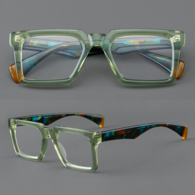 Square Eyeglass Thick Frame Retro Transparent Mixed Color Glasses ...