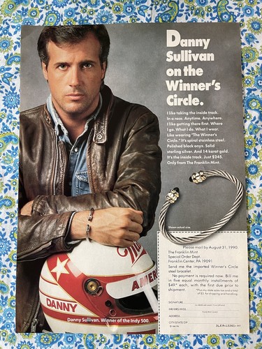 Vintage 1990 Danny Sullivan Franklin Mint Bracelet Print Ad - Ad Only | eBay