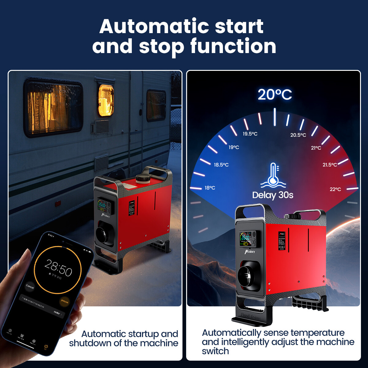 Hcalory bluetooth Controller 8KW 12V Diesel Air Night Parking Heater ...