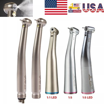 Dental Fiber Optic 1:1/1:5 Increasing Contra Angle Handpiece /LED High ...
