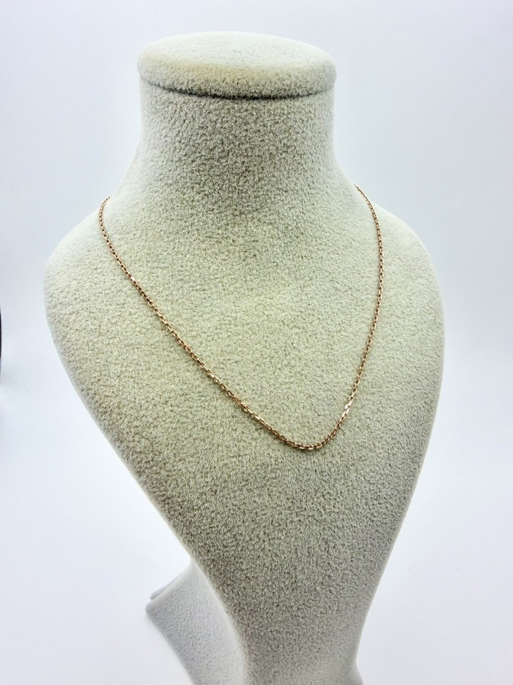 Ladies 14K Rose Gold Diamond Cut Trace/Cable Chain Necklace 17.8inch ...