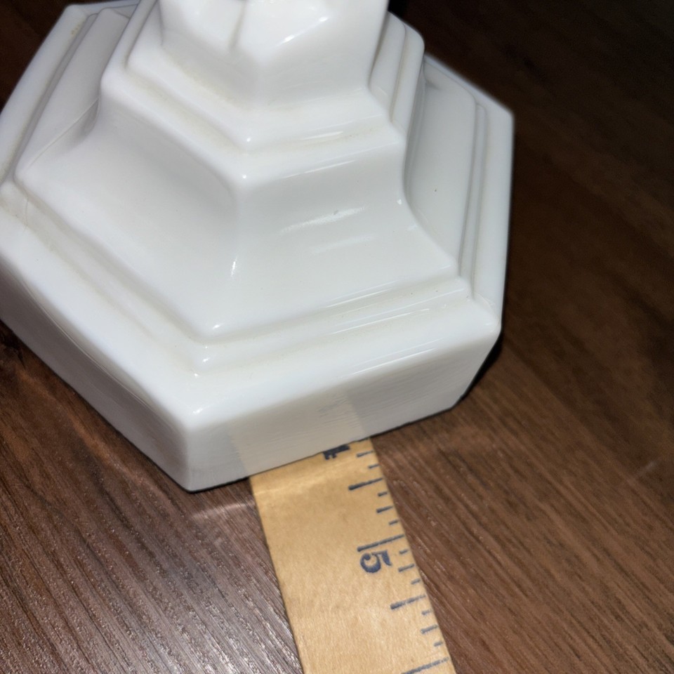 Antique MILK GLASS CRUCIFIX Christian JESUS Cross CANDLESTICK Hex Large ...