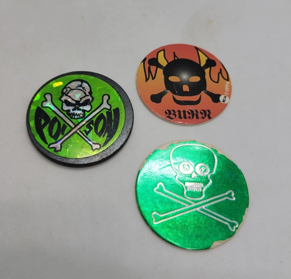 Vintage Poison Metal Pog Slammer Skull Cross Bones Pogs | eBay
