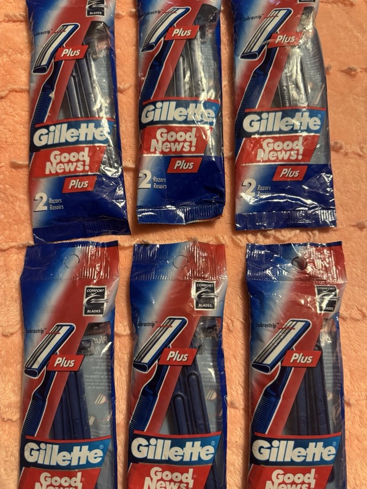 LOT OF 6 ~ Men’s GILLETTE GOOD NEWS PLUS Disposables Razors ~ 2 PACK ...