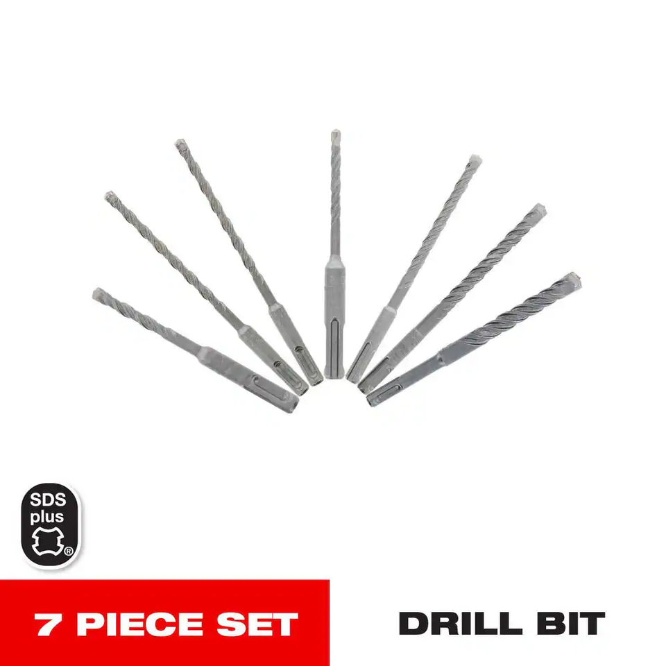 7Pc Rebar Demon Sds-Plus 4-Cutter Full Carbide Head Hammer Bit Set ...