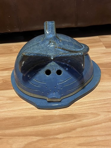 Rare UK Canterbury Studio Pottery Signed Mouse Cheese Dome Retro Blue ...
