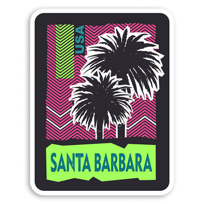2 x 10cm Santa Barbara Vinyl Stickers - USA America Sticker Luggage ...