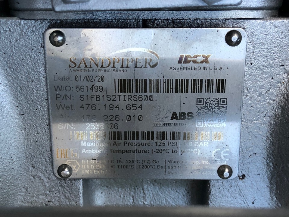 NEW SANDPIPER S1FB1S2TIRS600 S1F TOP DISCHARGE STANDARD DUTY DIAPHRAGM ...