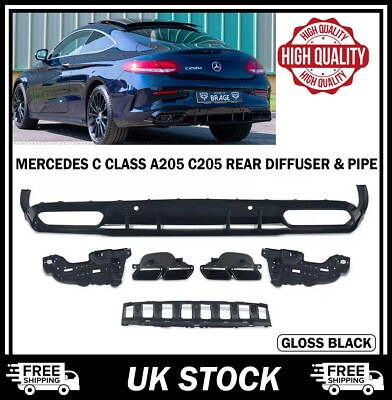 FOR MERCEDES C CLASS A205 C205 COUPE AMG C63 S STYLE REAR DIFFUSER ...