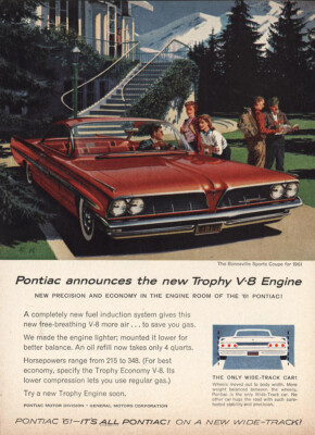 1961 Pontiac Bonneville: Trophy V8 Engine Vintage Print Ad | eBay