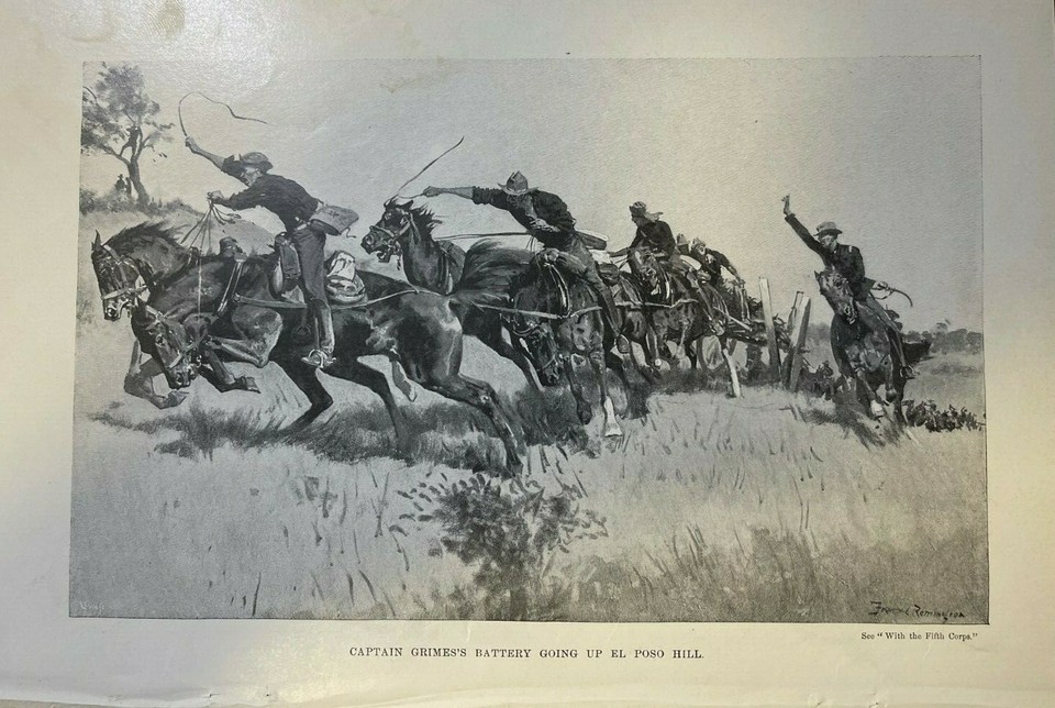 1898 Frederic Remington Western Illustration Cavalry Battery At El Poso ...