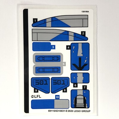 LEGO STICKER SHEET 75280 Star Wars 501st Legion Clone Troopers Decals ...