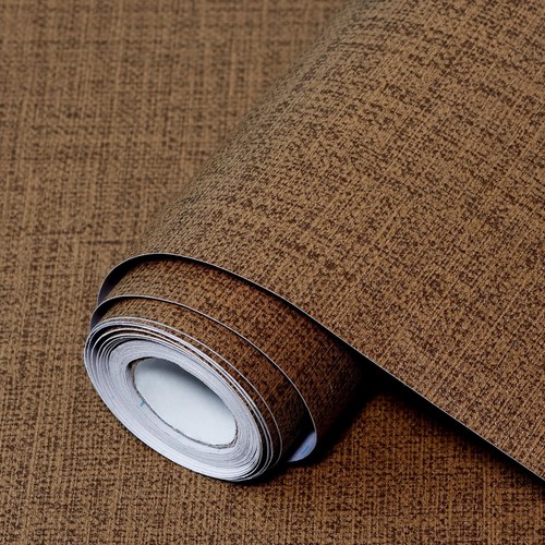 Brown Grasscloth Peel and Stick Wallpaper 17.3"x120" Faux Linen ...
