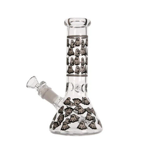 8" Glow in the Dark Ghost Glass Beaker Bong Thick Hookah Water Pipe ...
